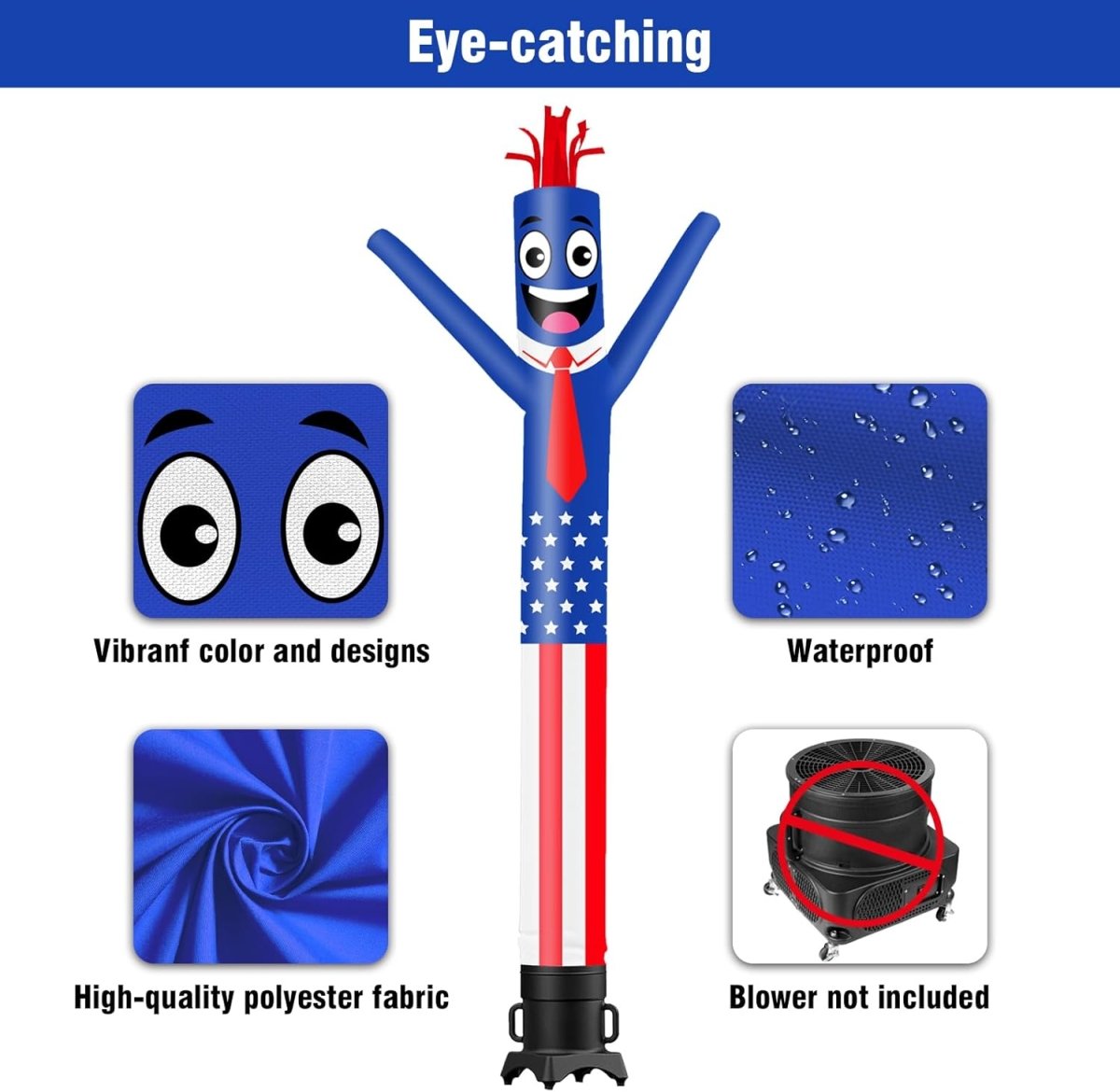 6 10 15 20FT Tall American Flag Waving Inflatable Tube Man| goodeny