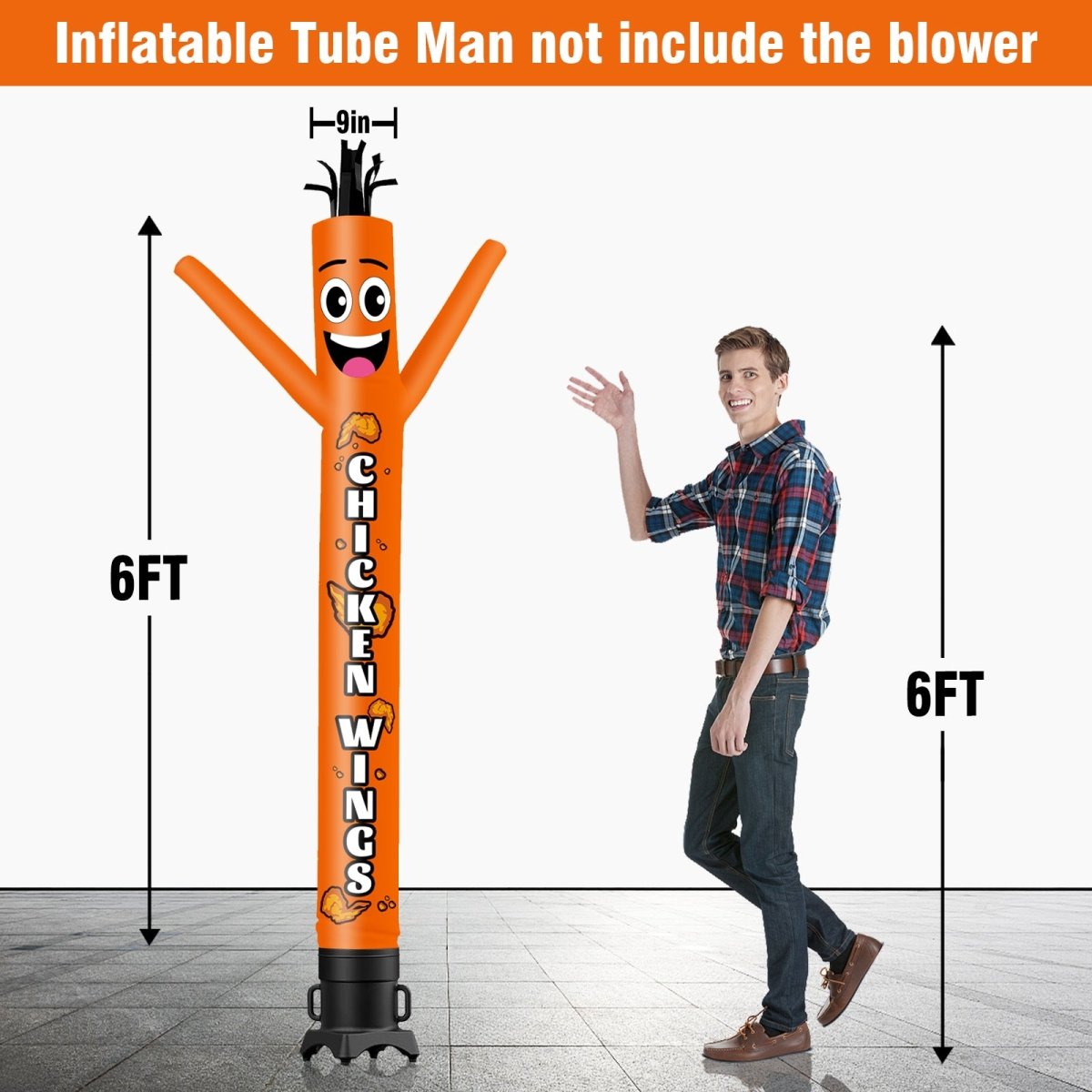 6 10 15 20FT Tall Chicken Wings Inflatable Tube Man- goodeny| goodeny