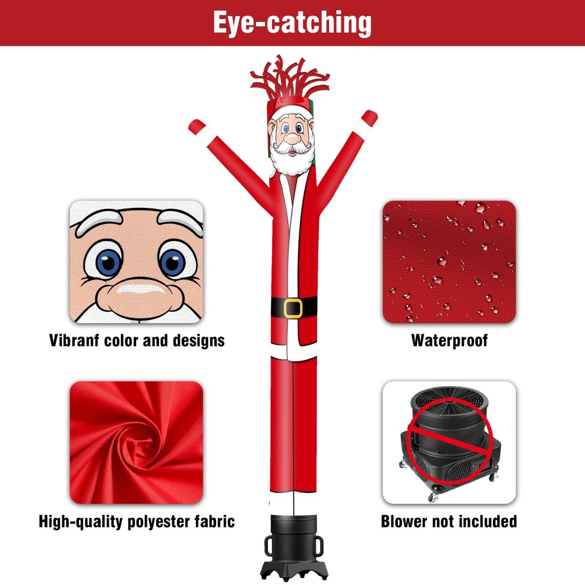 6 10 15 20FT Tall Santa Claus Waving Inflatable Tube Man| goodeny