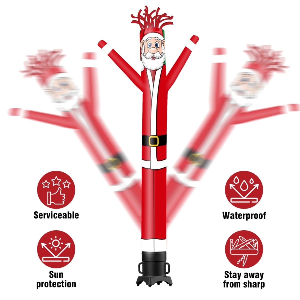 6 10 15 20FT Tall Santa Claus Waving Inflatable Tube Man| goodeny