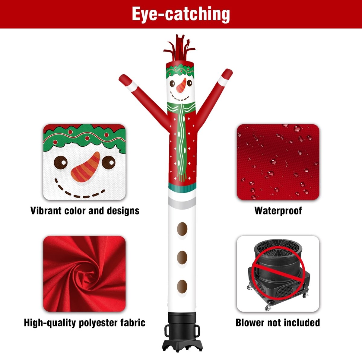 6 10 15 20FT Tall Christmas Snowman Waving Inflatable Tube Man(Blower ...