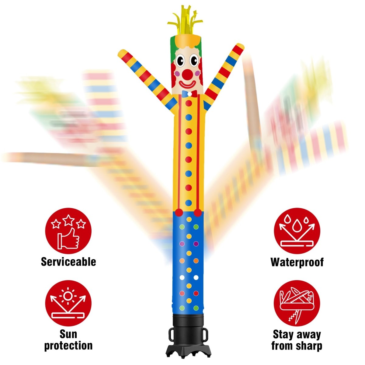 6 10 15 20FT Tall Clown Waving Inflatable Tube Man(Blower Not Included ...