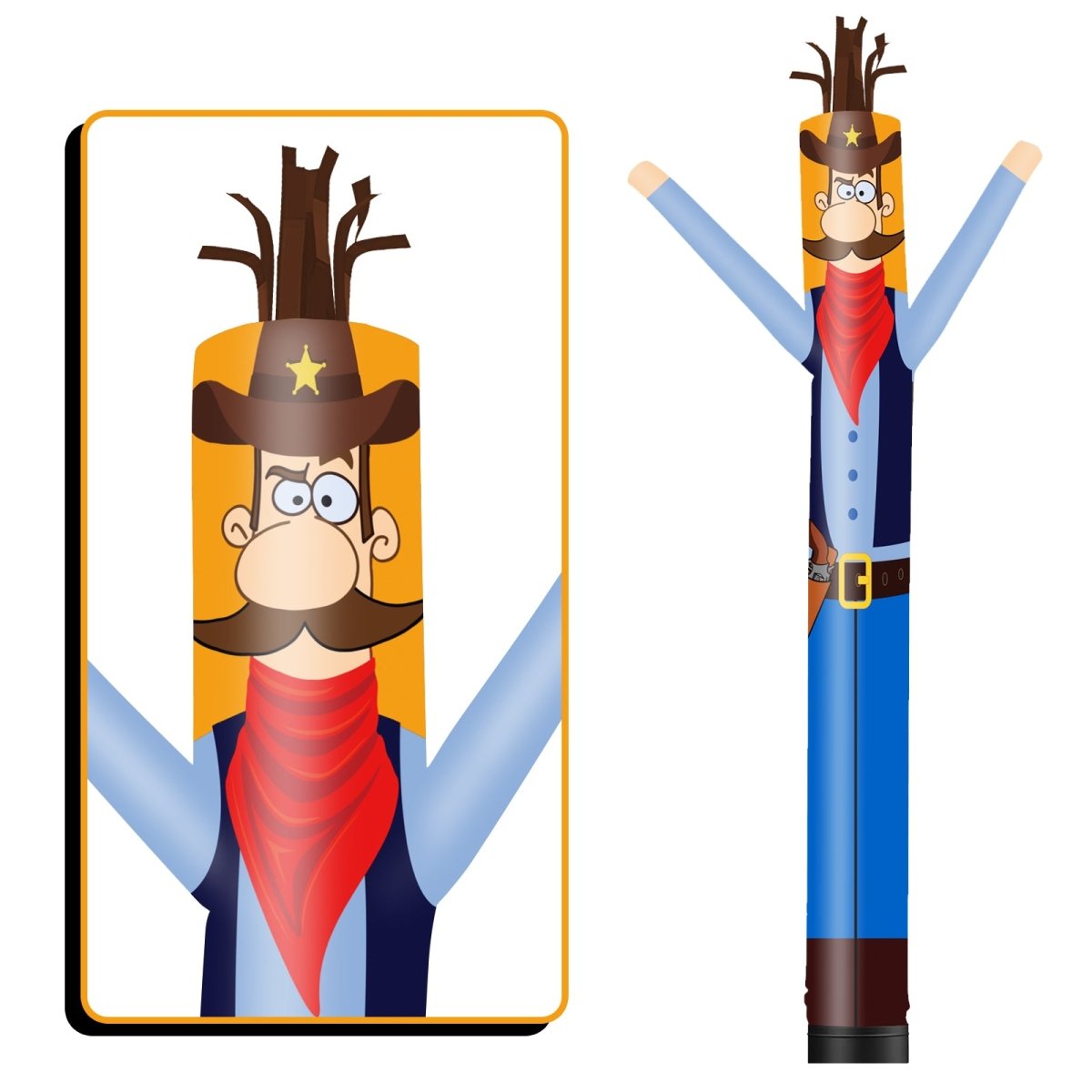 6 10 15 20FT Tall Cowboy Waving Inflatable Tube Man(Blower Not Included ...