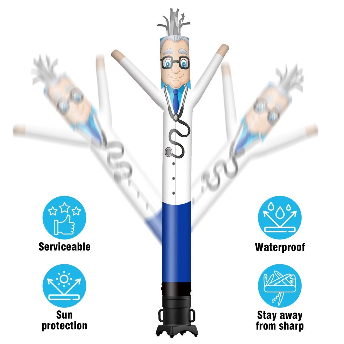 6 10 15 20FT Tall Doctor Waving Inflatable Tube Man(Blower Not Included ...