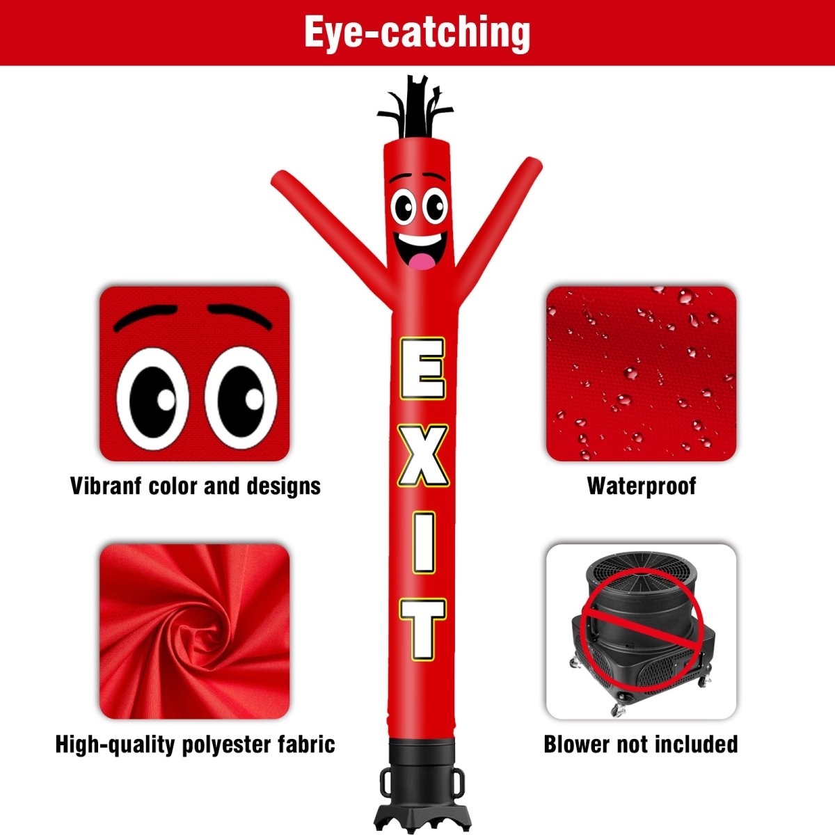 6 10 15 20FT Tall Exit Waving Inflatable Tube Man(Blower Not Included ...
