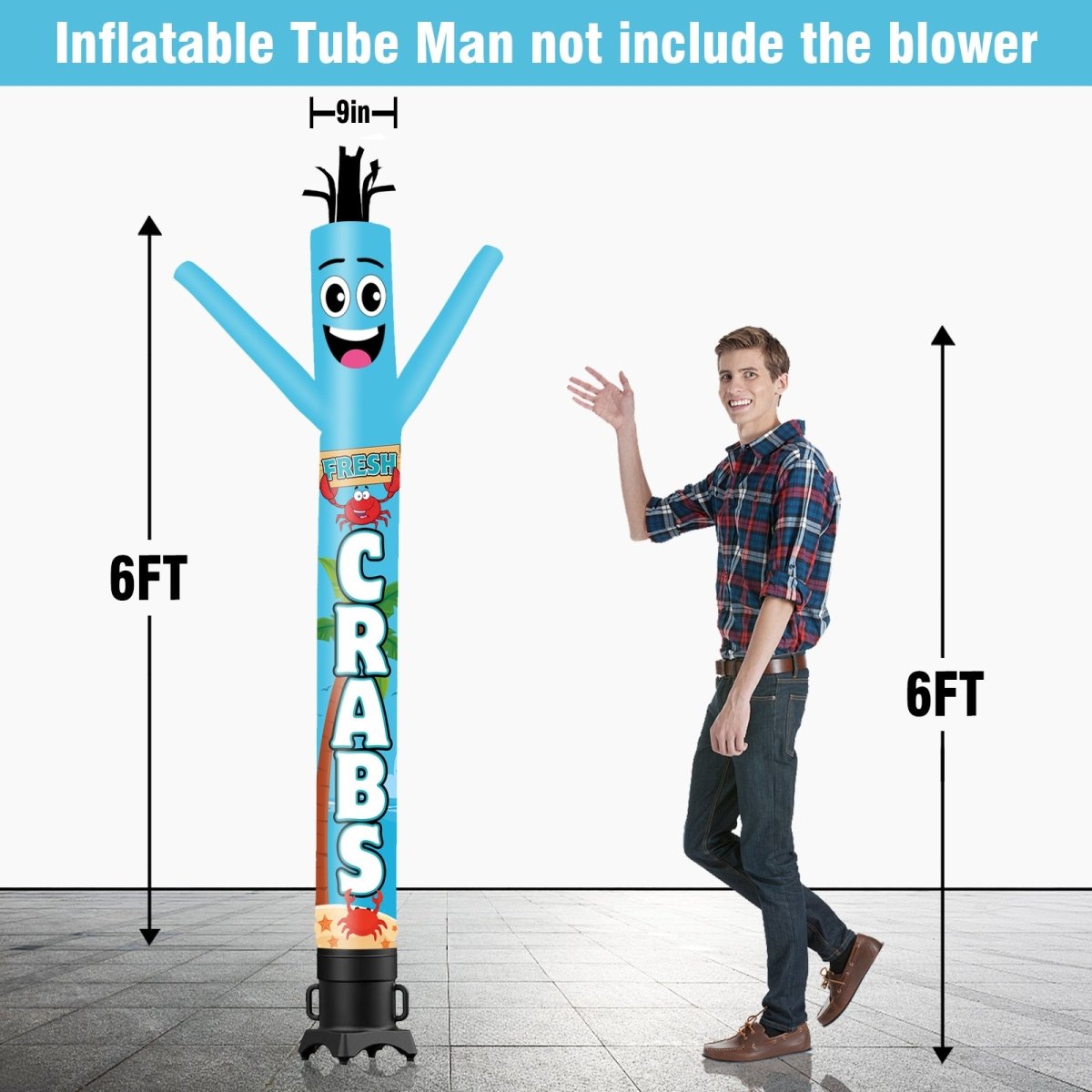 6 10 15 20FT Tall Fresh Crabs Waving Inflatable Tube Man(Blower Not ...