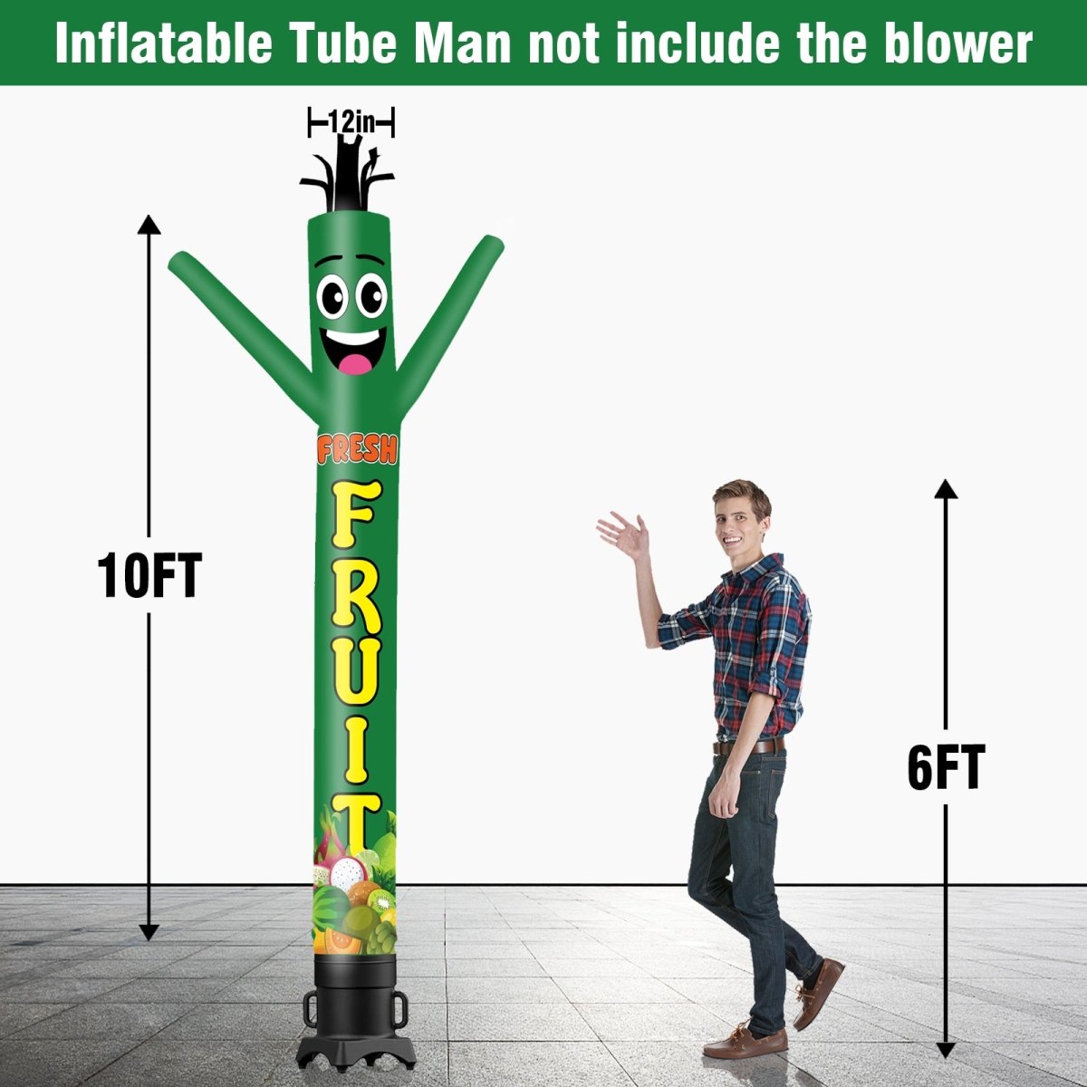 6 10 15 20FT Tall Fresh Fruit Waving Inflatable Tube Man(Blower Not ...
