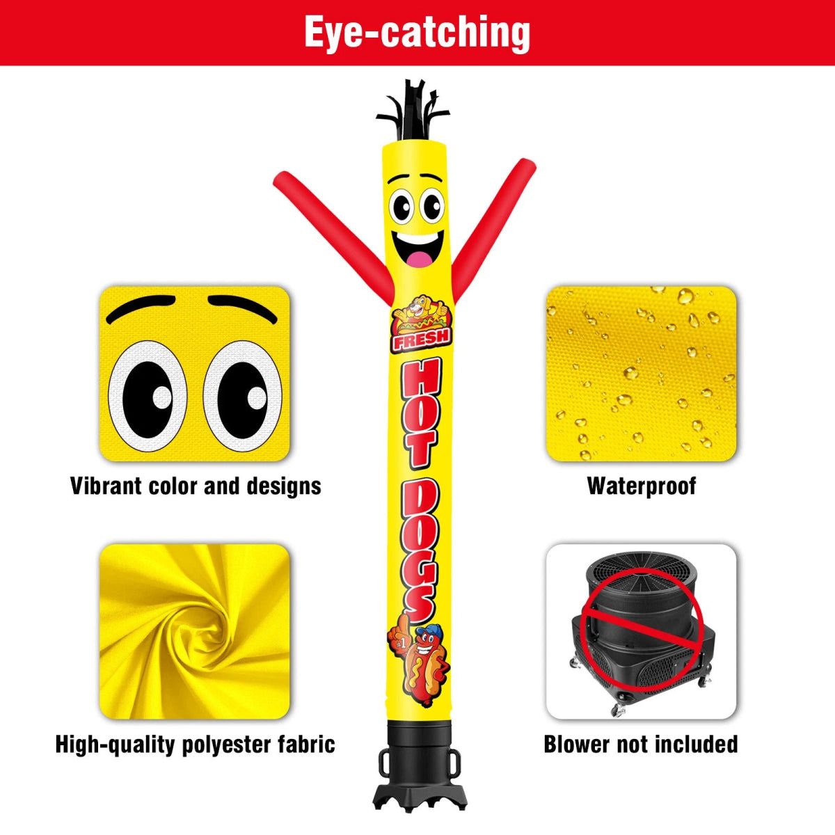 6 10 15 20FT Tall Fresh Hot Dogs Waving Inflatable Tube Man(Blower Not ...