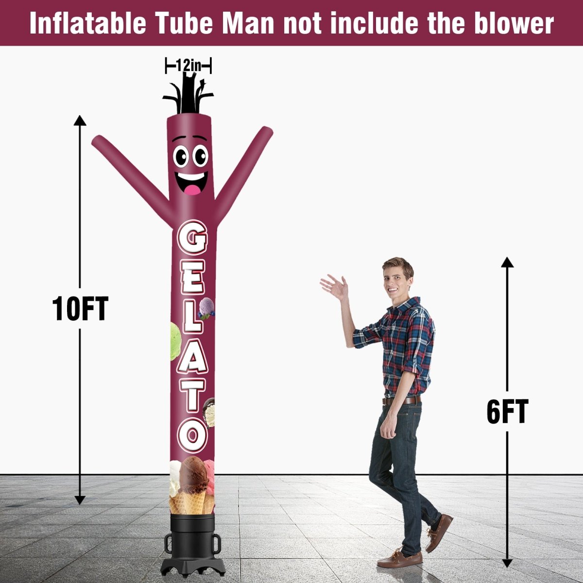 6 10 15 20FT Tall Gelato Inflatable Tube Man-goodeny| goodeny