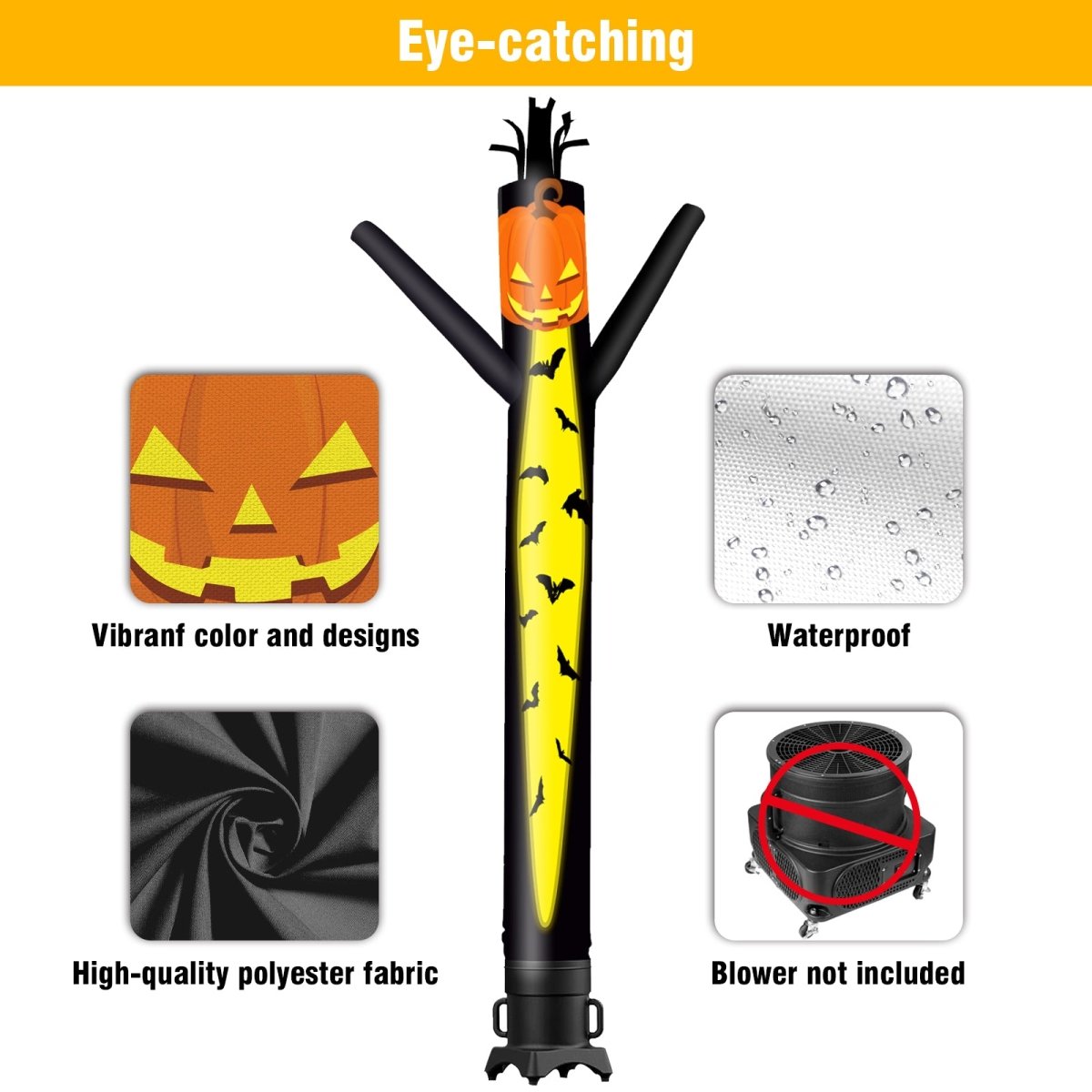 6 10 15 20FT Tall Halloween Pumpkin Waving Inflatable Tube Man(Blower ...