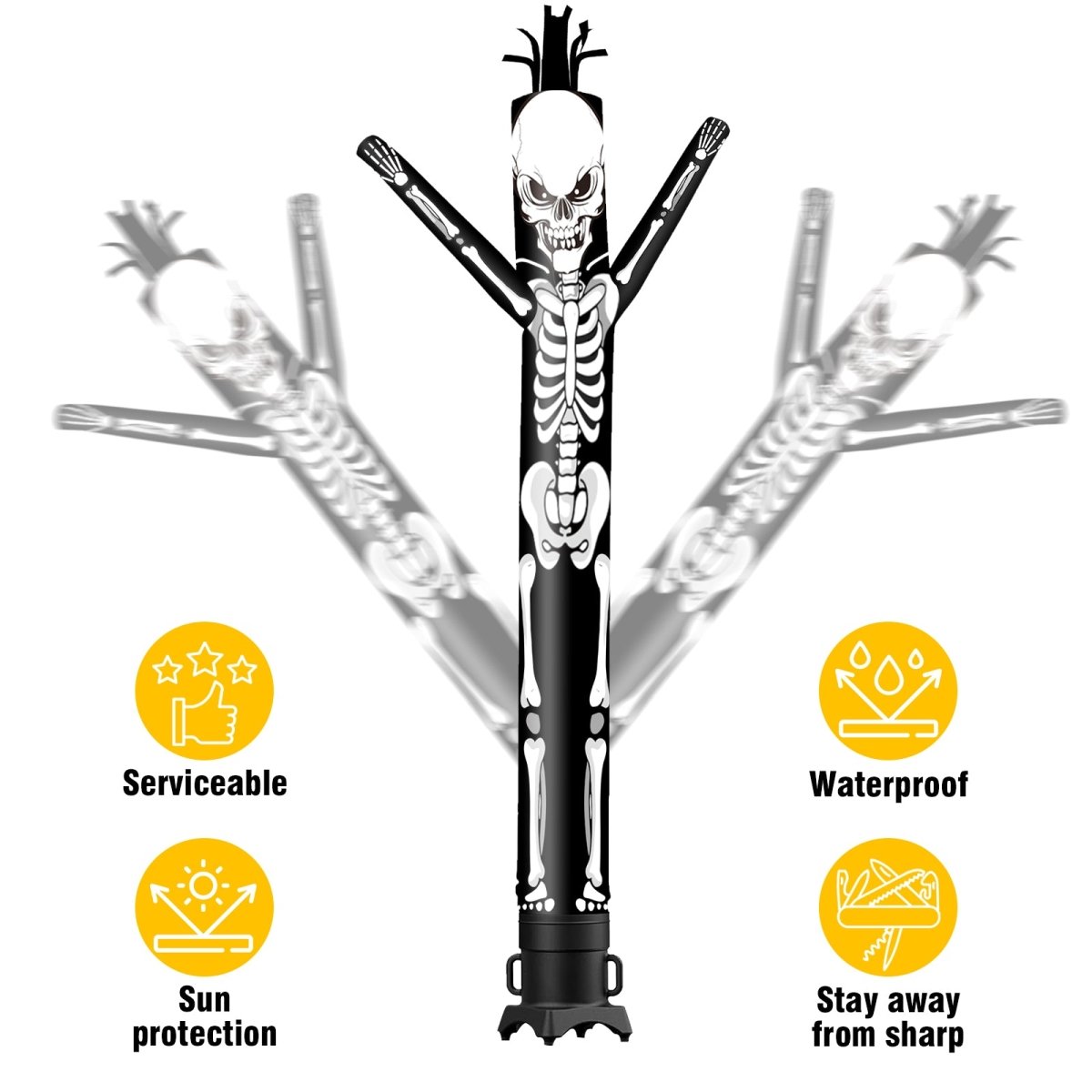 6 10 15 20FT Tall Halloween Skeleton Waving Inflatable Tube Man(Blower ...