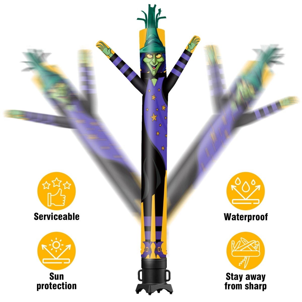 6 10 15 20FT Tall Halloween Witch Waving Inflatable Tube Man(Blower Not ...