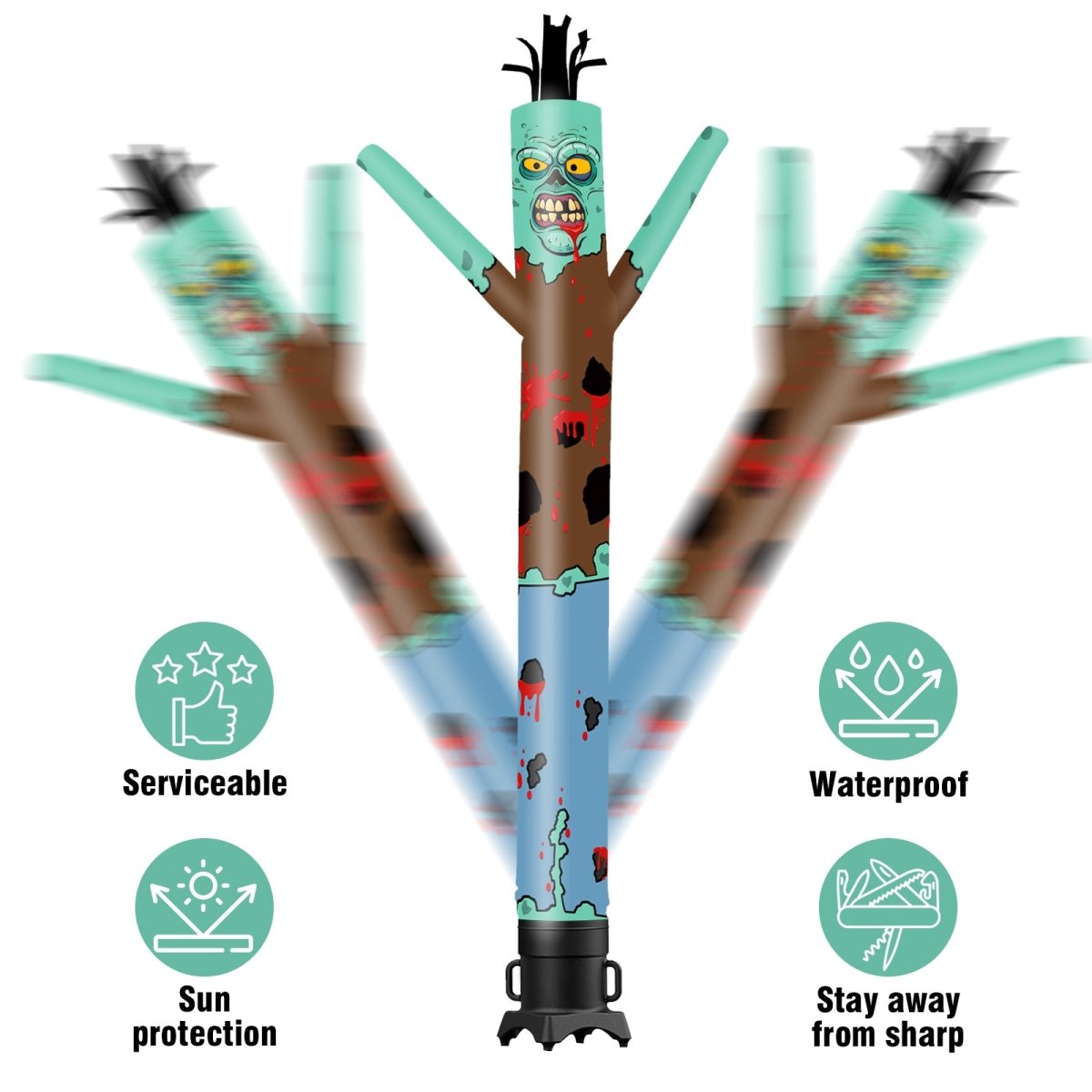6 10 15 20FT Tall Halloween Zombie Waving Inflatable Tube Man(Blower ...