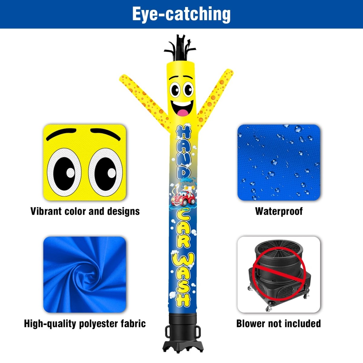 6 10 15 20FT Tall Hand Car Wash Inflatable Tube Man-goodeny| goodeny