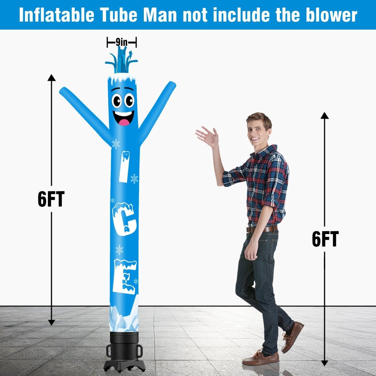 6 10 15 20FT Tall Ice Waving Inflatable Tube Man(Blower Not Included ...