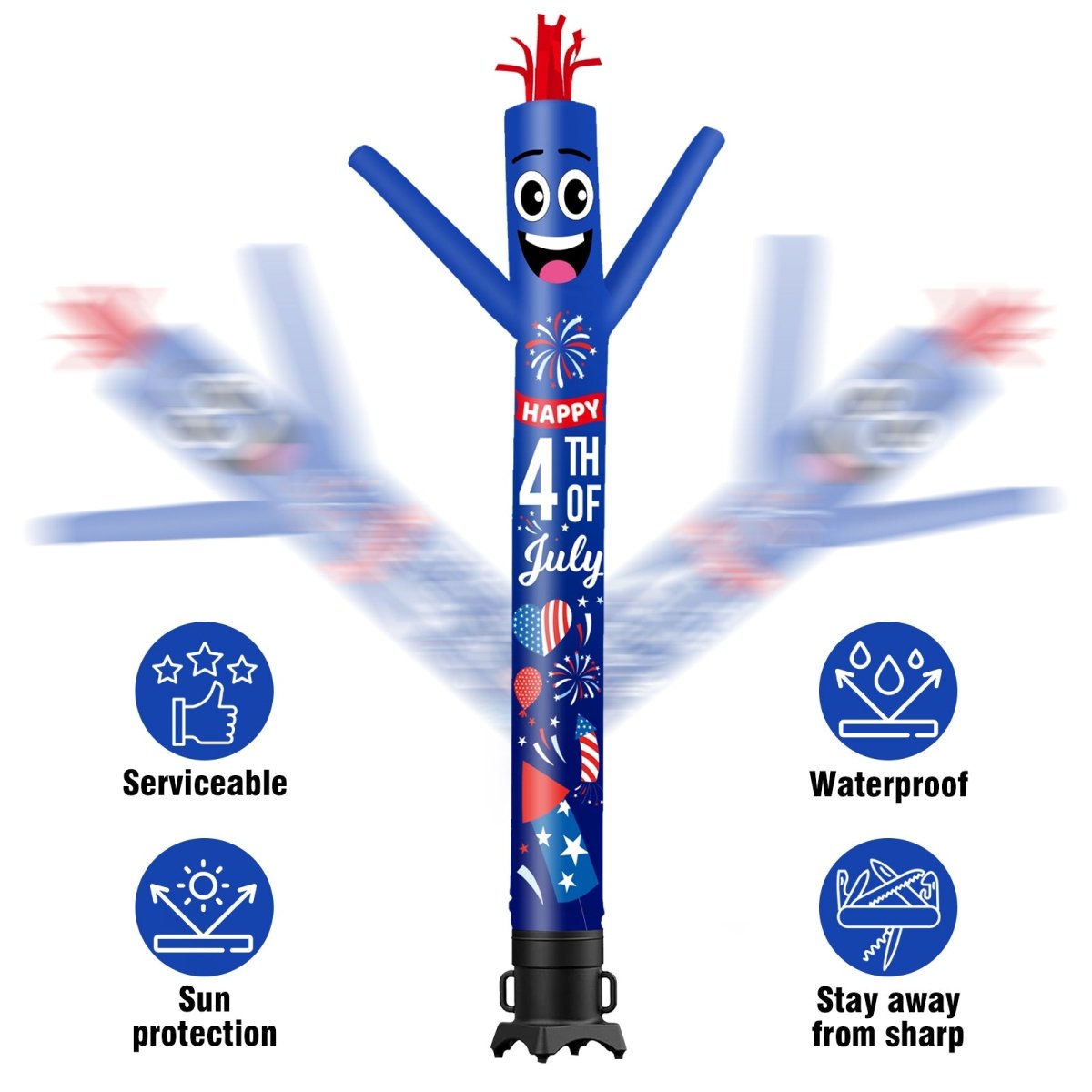 6 10 15 20FT Tall Independance Day Fireworks Waving Inflatable Tube Man ...