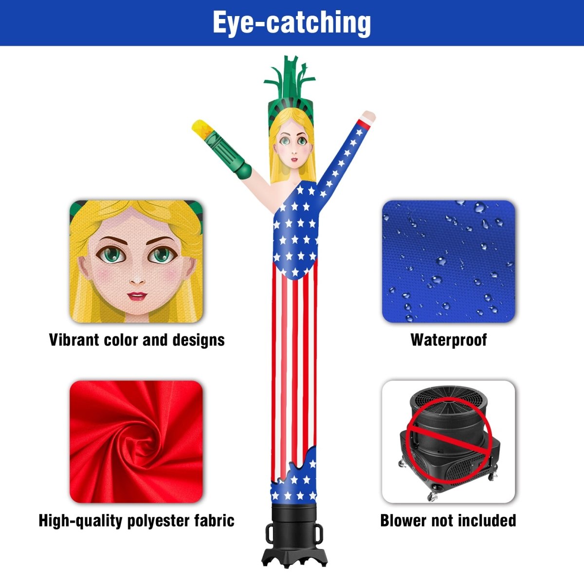 6 10 15 20FT Tall Independance Day Statue of Liberty Waving Inflatable ...