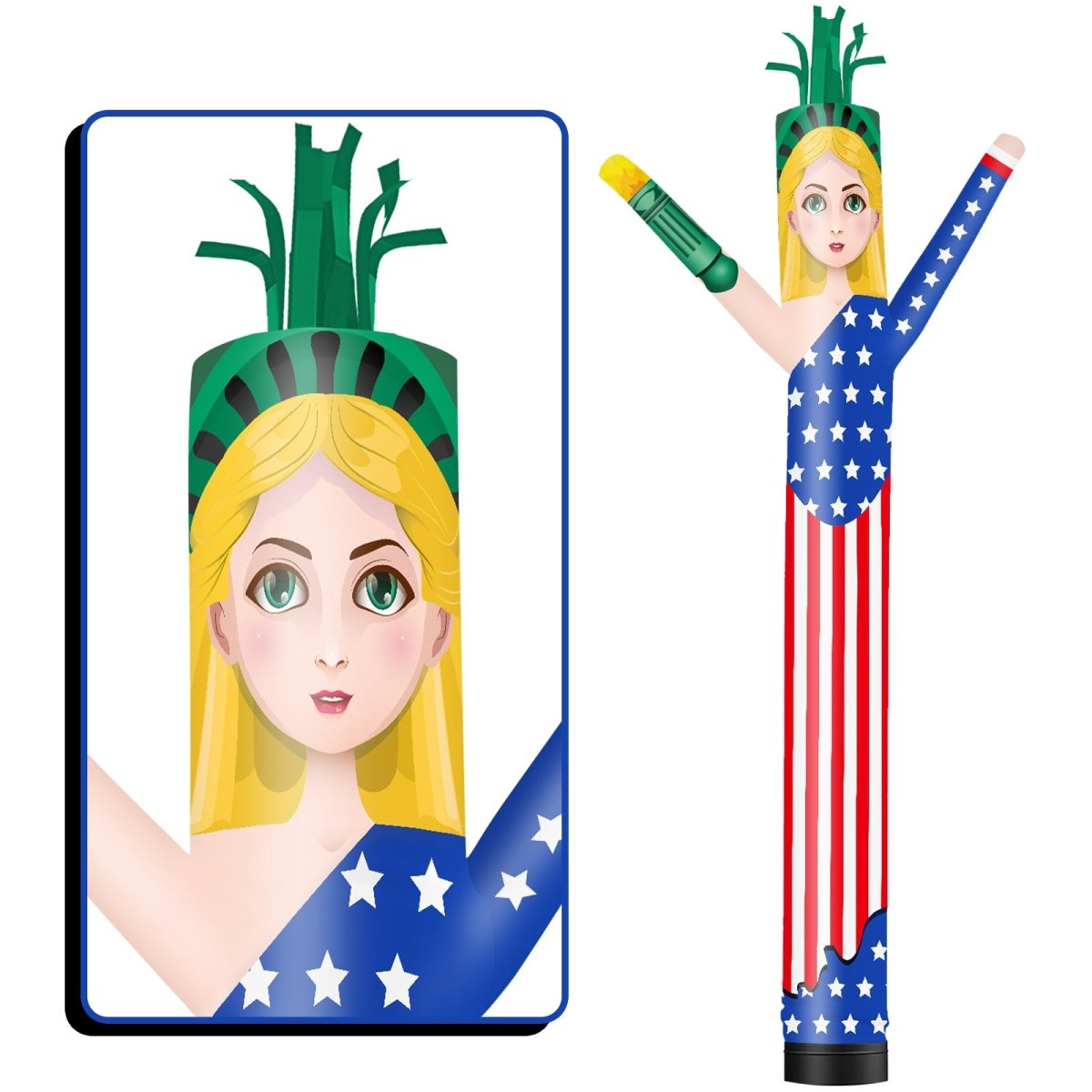 6 10 15 20FT Tall Independance Day Statue of Liberty Waving Inflatable ...