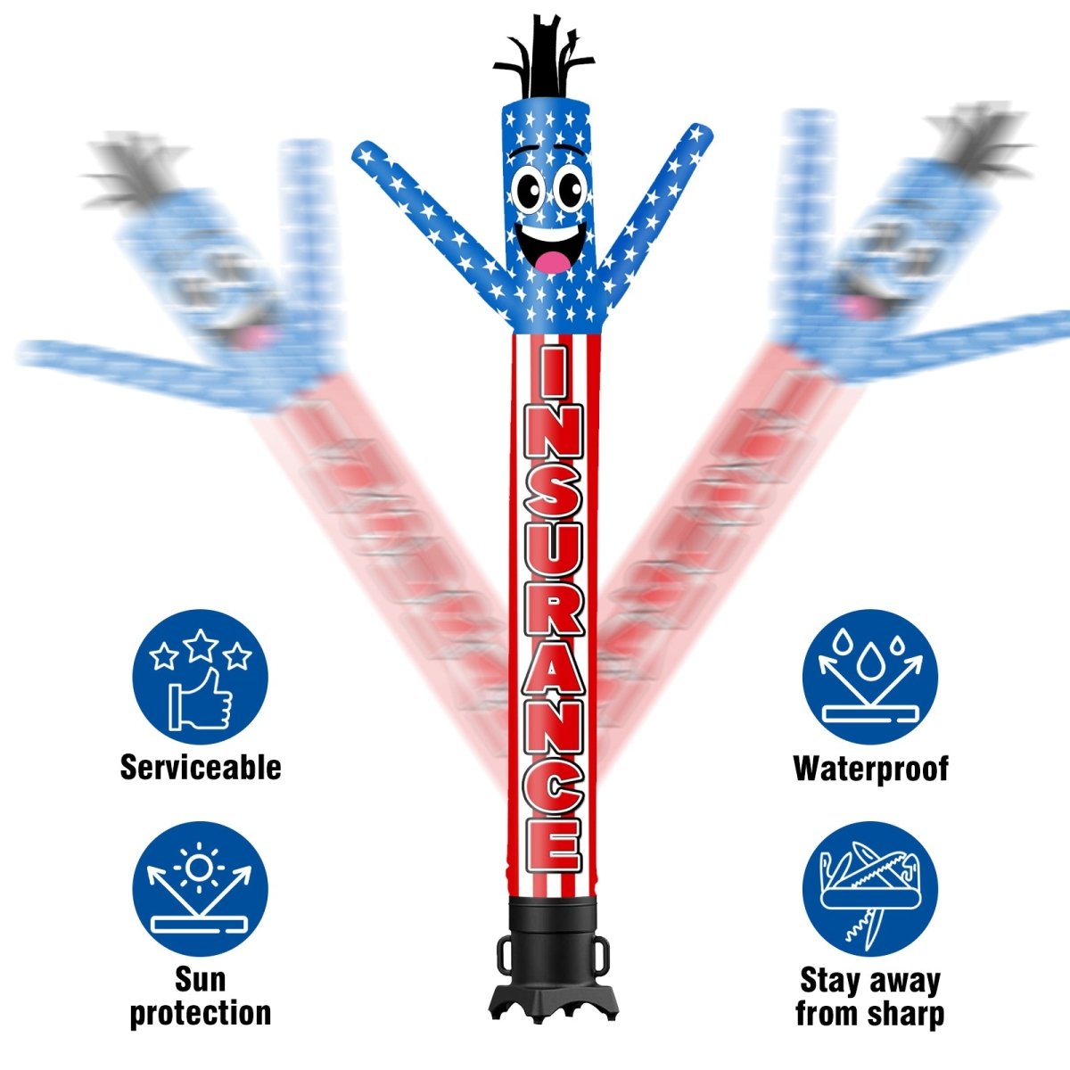 6 10 15 20FT Tall Insurance Waving Inflatable Tube Man(Blower Not ...