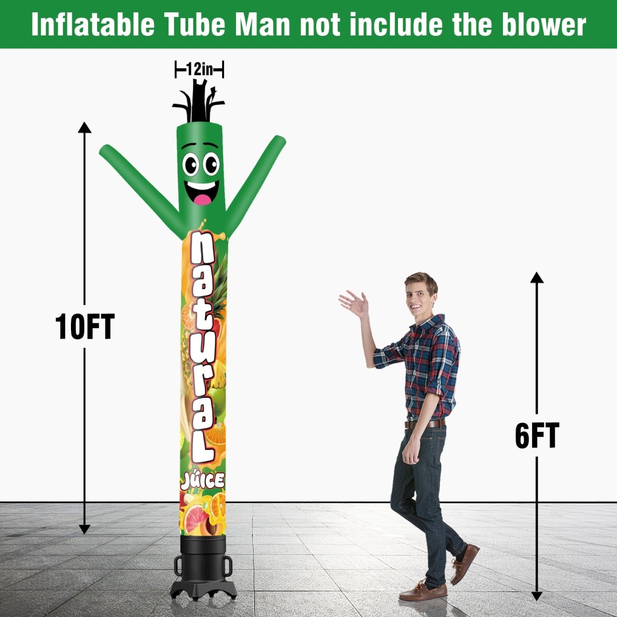 6 10 15 20FT Tall Natural Juice Waving Inflatable Tube Man(Blower Not ...