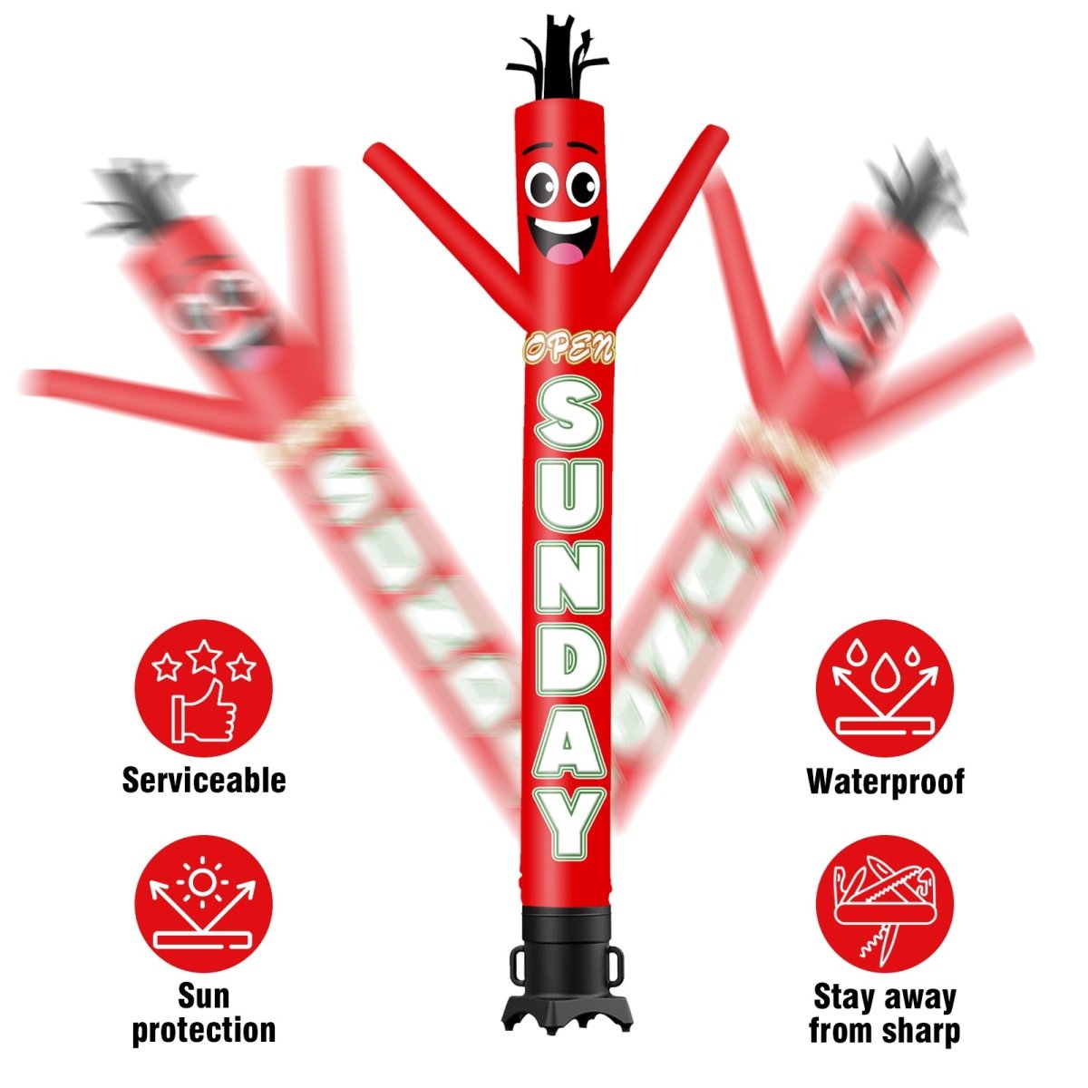 6 10 15 20FT Tall Open Sunday Waving Inflatable Tube Man(Blower Not ...