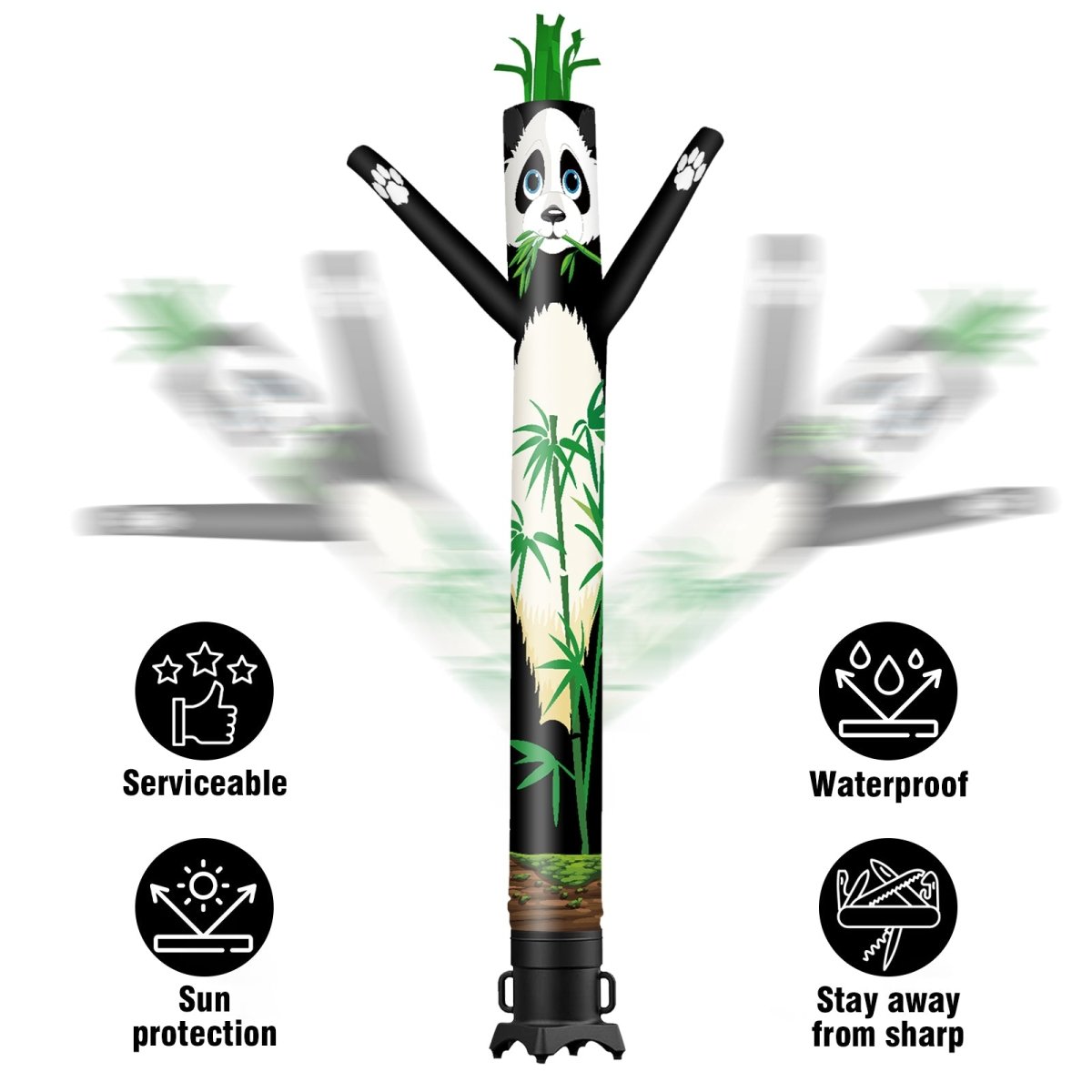 6 10 15 20FT Tall Panda & Bamboo Waving Inflatable Tube Man(Blower Not ...