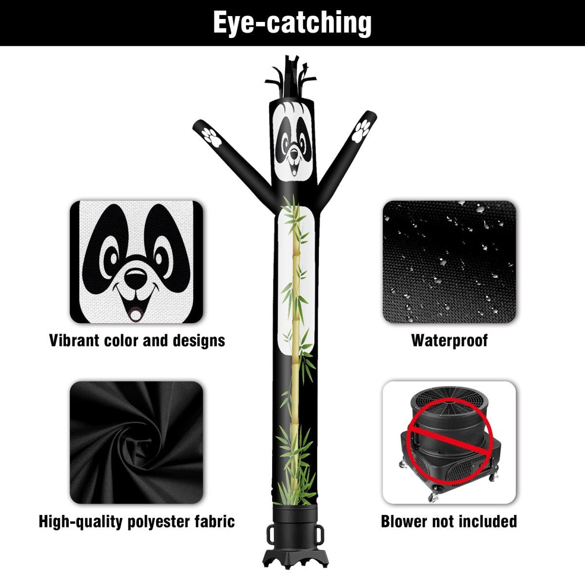 6 10 15 20FT Tall Panda Waving Inflatable Tube Man(Blower Not Included ...