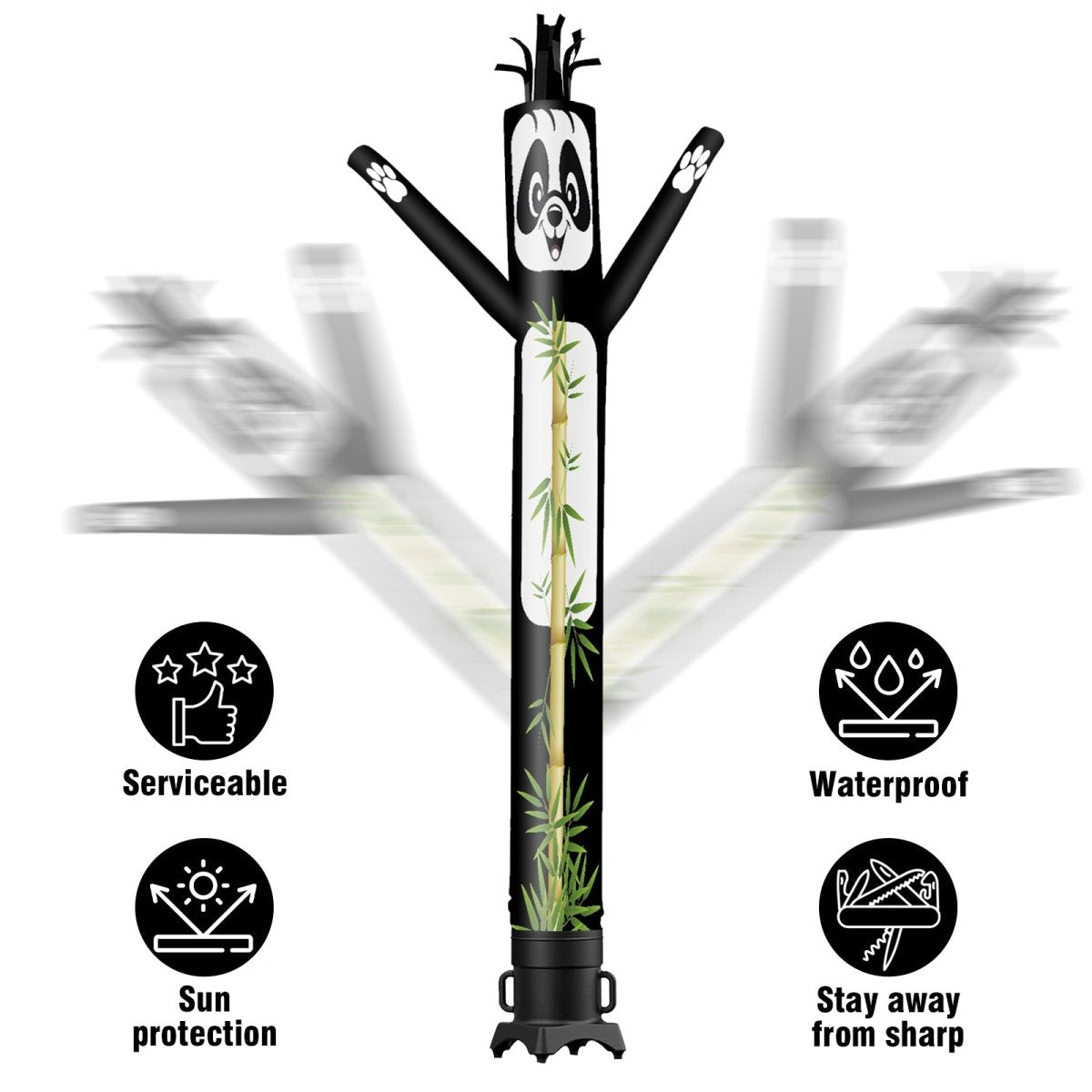 6 10 15 20FT Tall Panda Waving Inflatable Tube Man(Blower Not Included ...