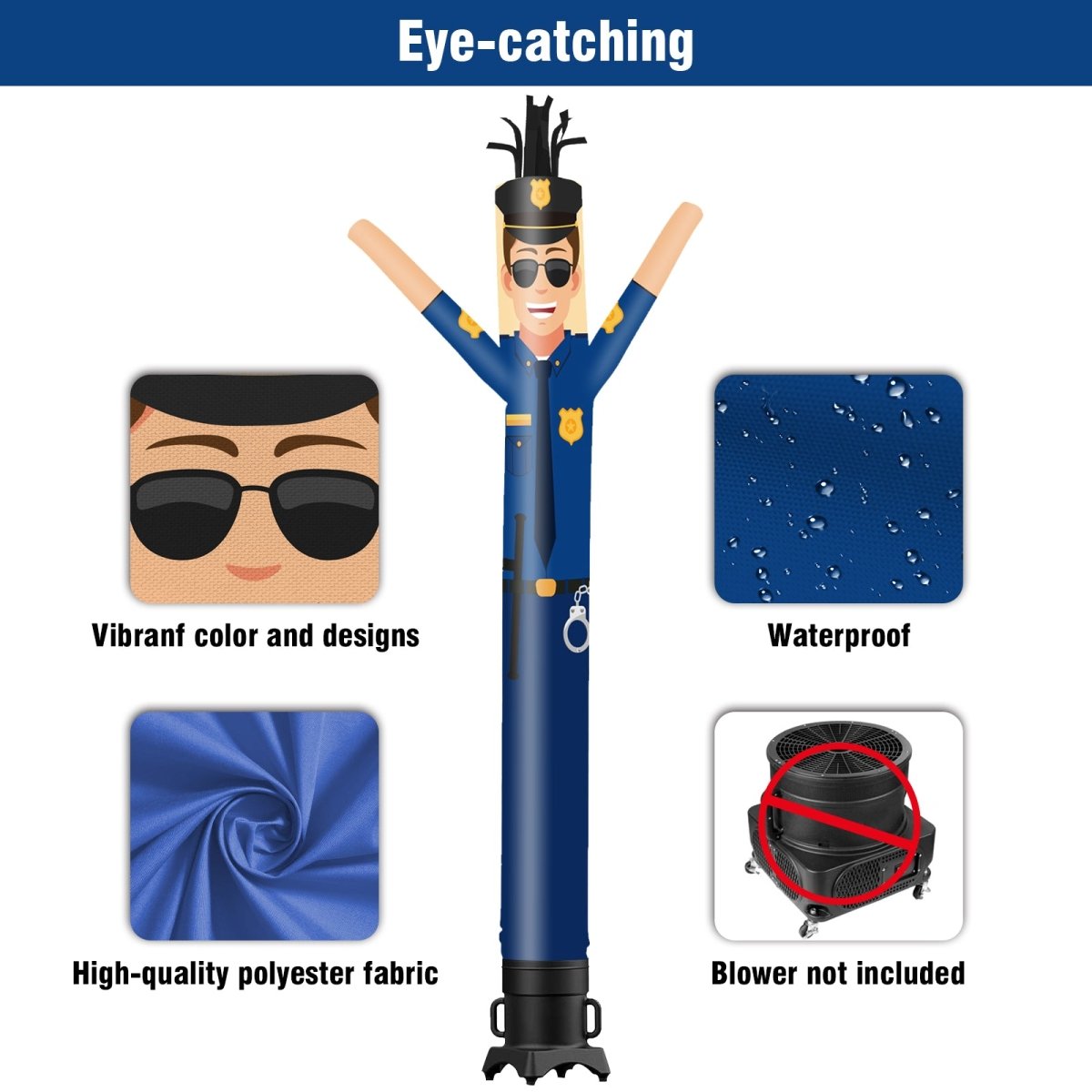 6 10 15 20FT Tall Police Waving Inflatable Tube Man(Blower Not Included ...
