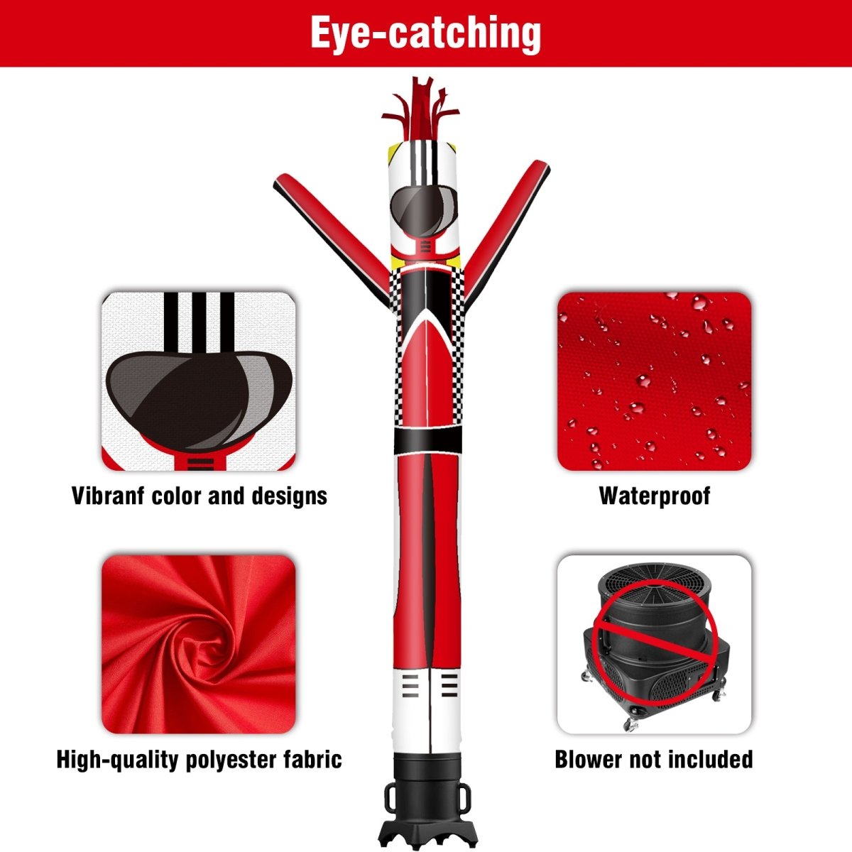 6 10 15 20FT Tall Racing Drivers Waving Inflatable Tube Man(Blower Not ...