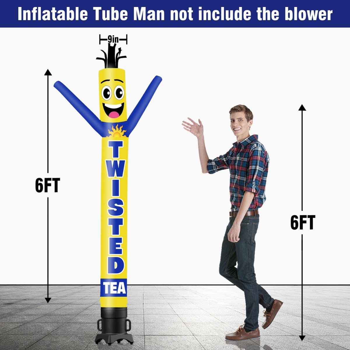 6 10 15 20FT Tall Twisted Tea Waving Inflatable Tube Man(Blower Not ...