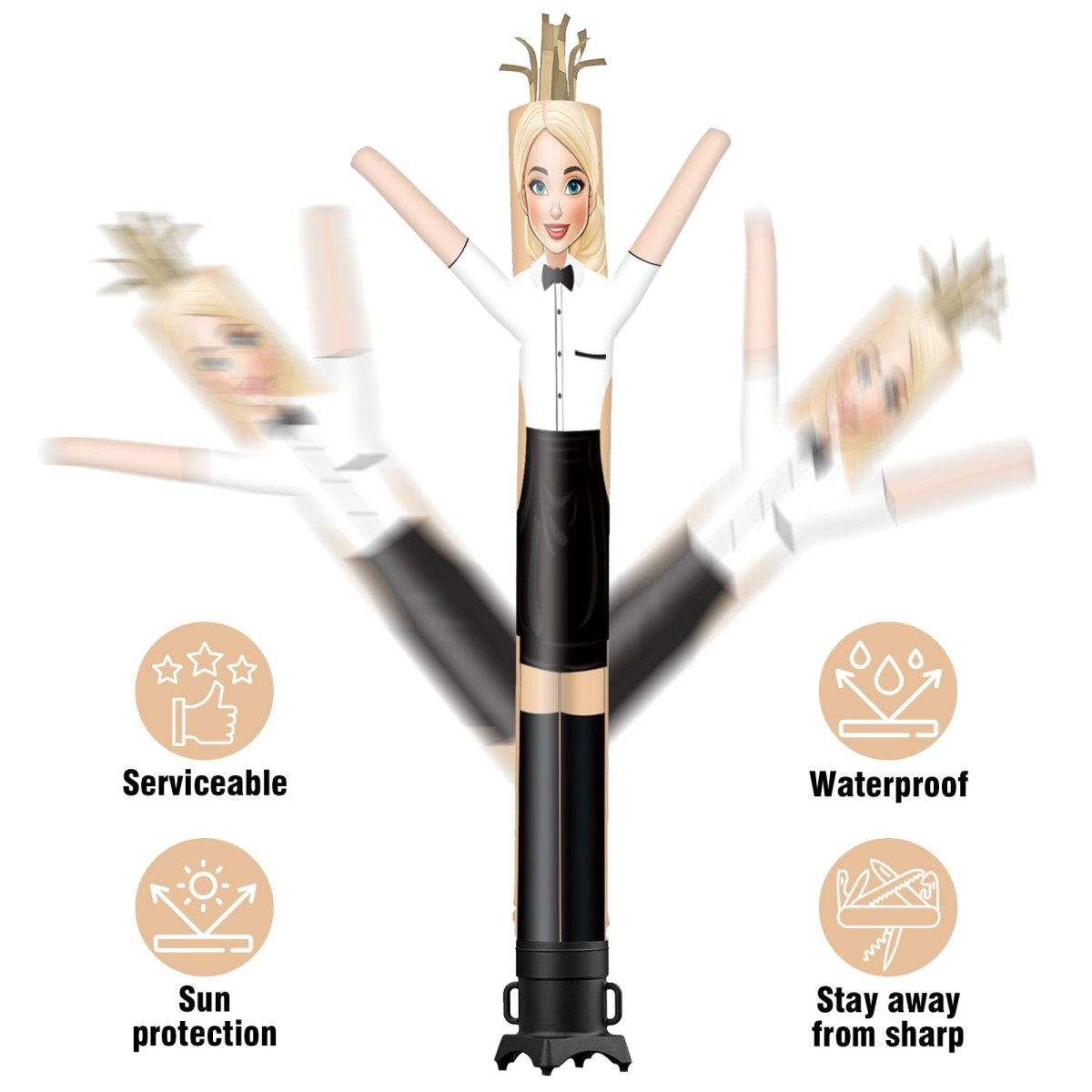 6 10 15 20FT Tall Waitress Waving Inflatable Tube Man(Blower Not ...