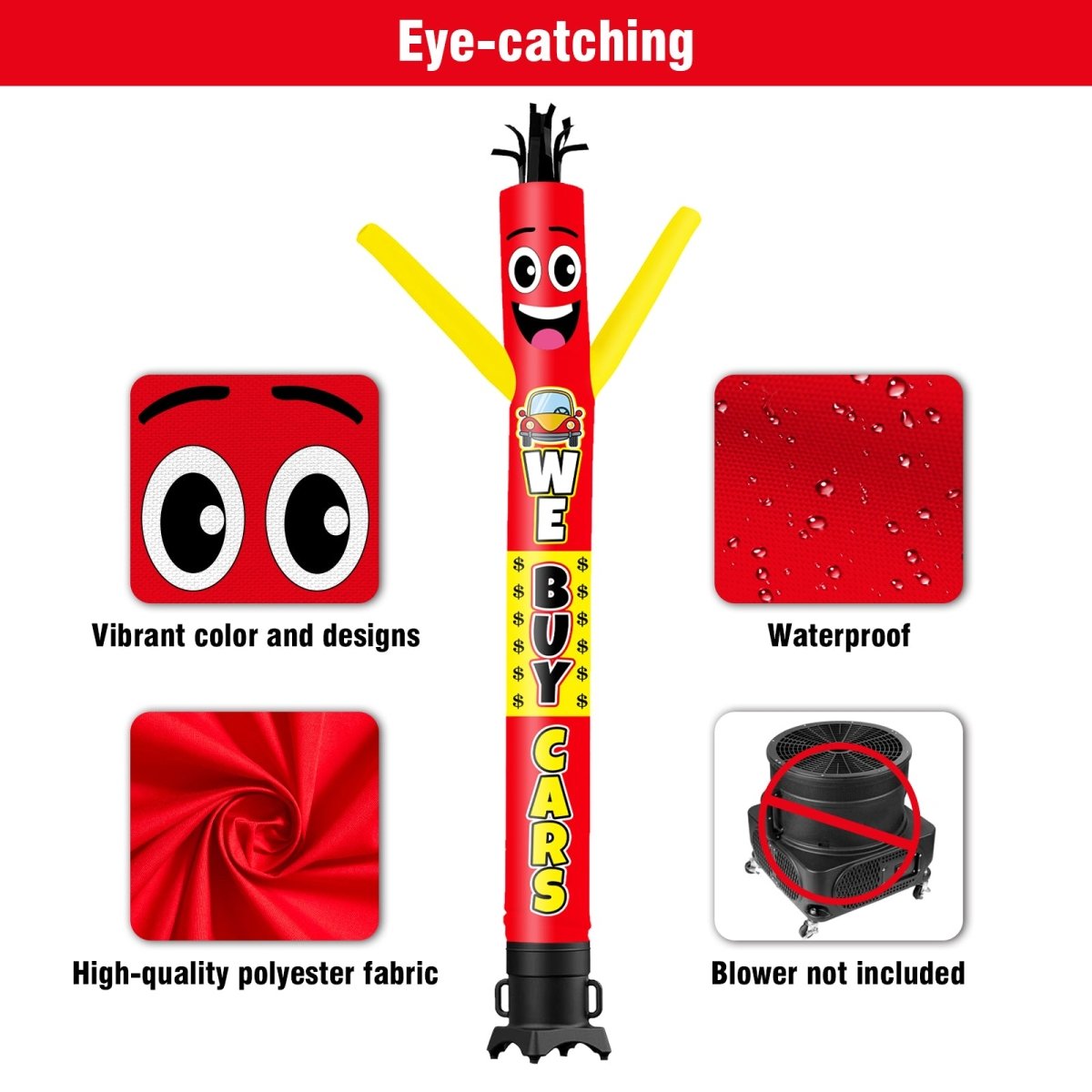 6 10 15 20FT Tall We Buy Cars Waving Inflatable Tube Man(Blower Not ...