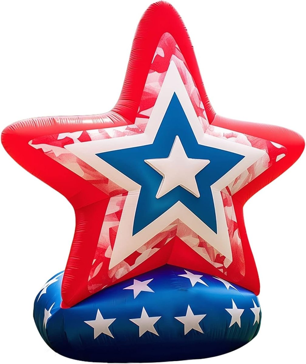 6FT 4th of July Inflatable Decoration with LED Lights – USA Star 01 ...