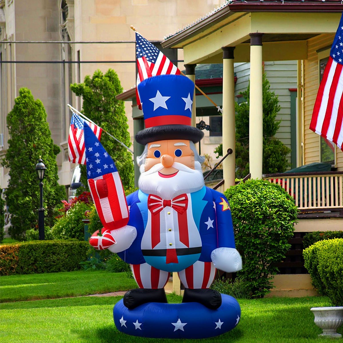 6FT 4th of July Inflatable Uncle Sam with Rocket - LED| goodeny