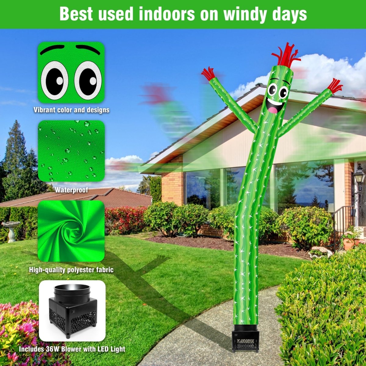 6FT Cactus Inflatable Tube Man with Blower| goodeny