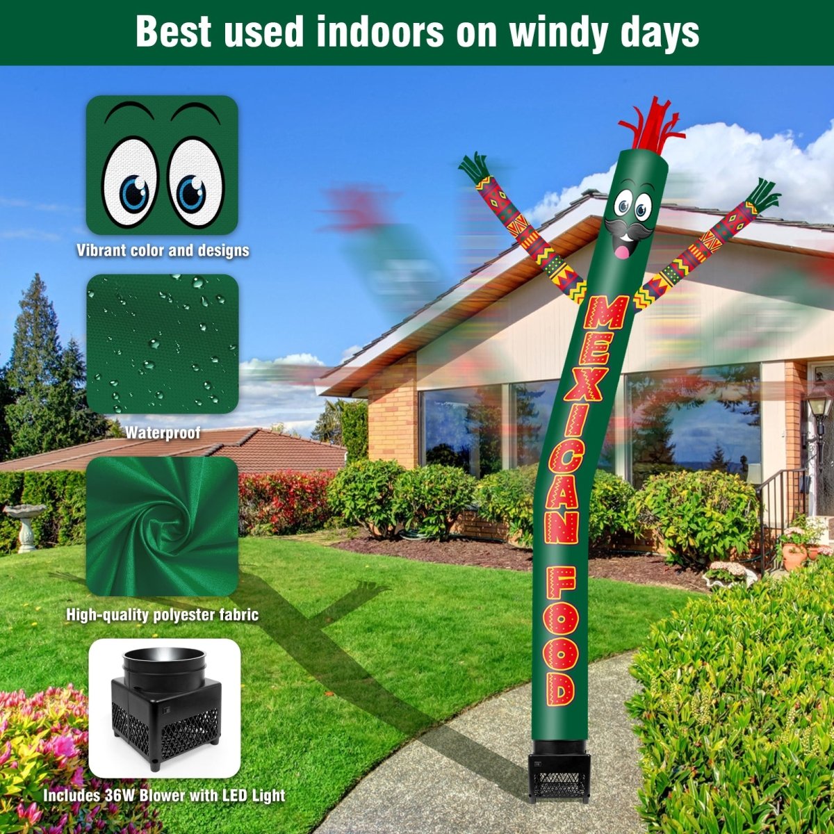6FT Mexican Food Inflatable Tube Man with Blower| goodeny