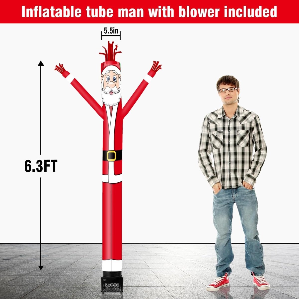 6FT Santa Claus Inflatable Tube Man with Blower and LED| goodeny