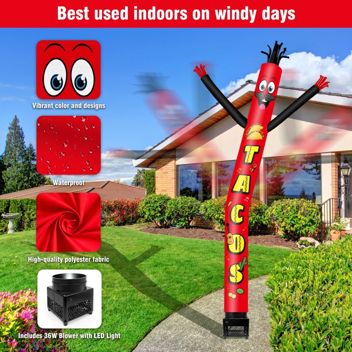 6FT Tacos Inflatable Tube Man with Blower| goodeny