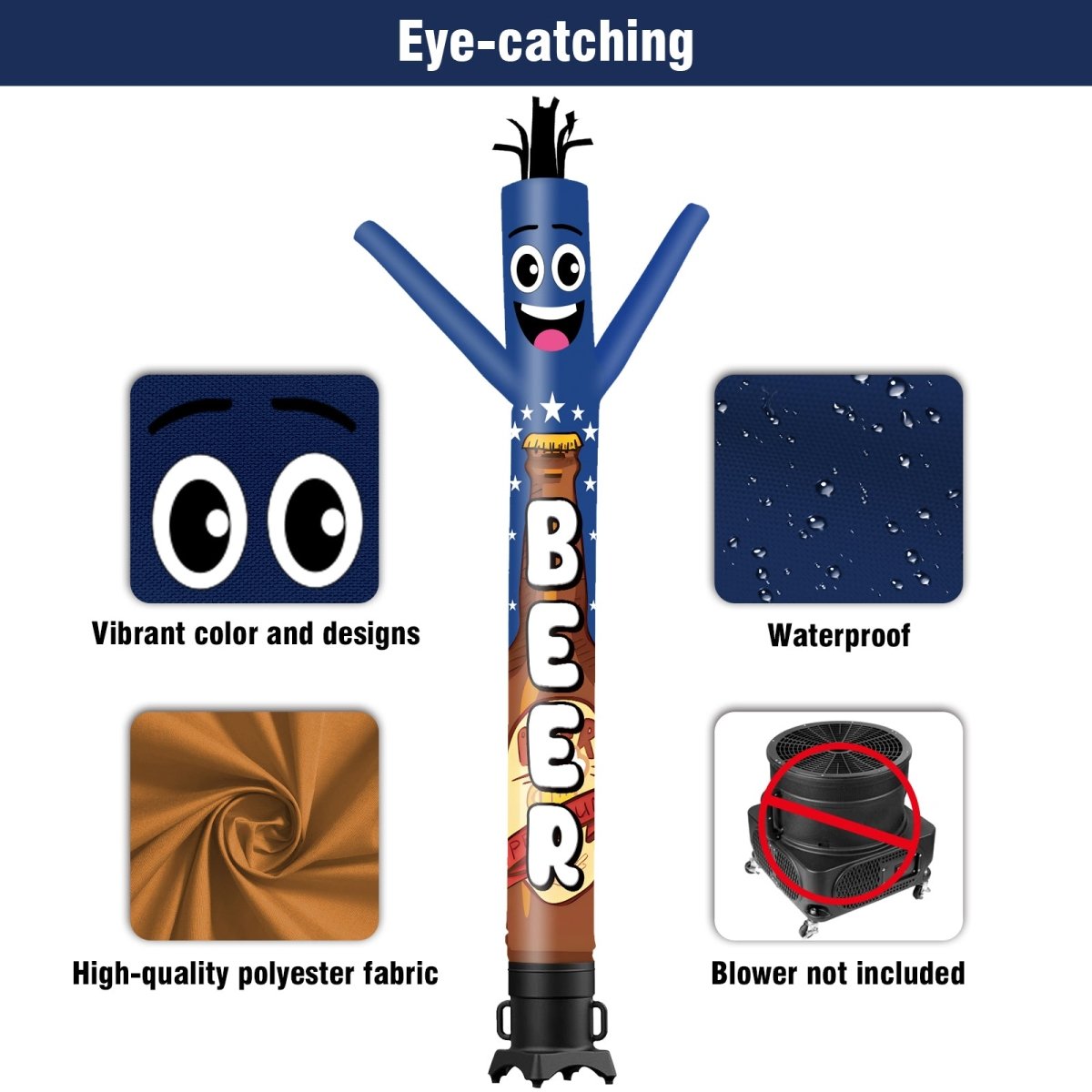 6 10 15 20FT Tall Beer Waving Inflatable Tube Man- goodeny| goodeny