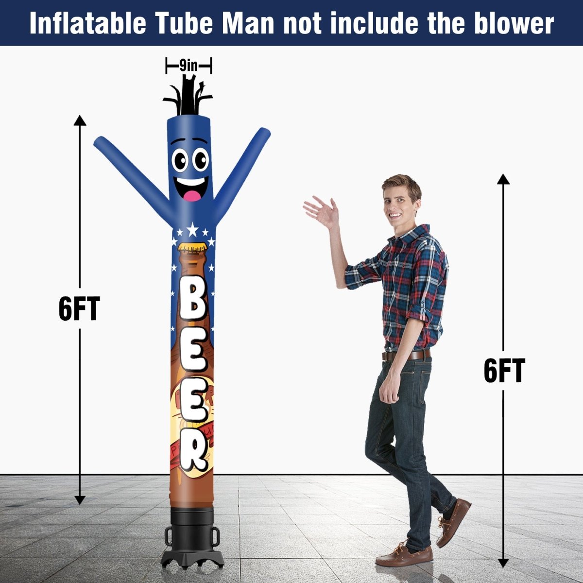 6 10 15 20FT Tall Beer Waving Inflatable Tube Man- goodeny| goodeny