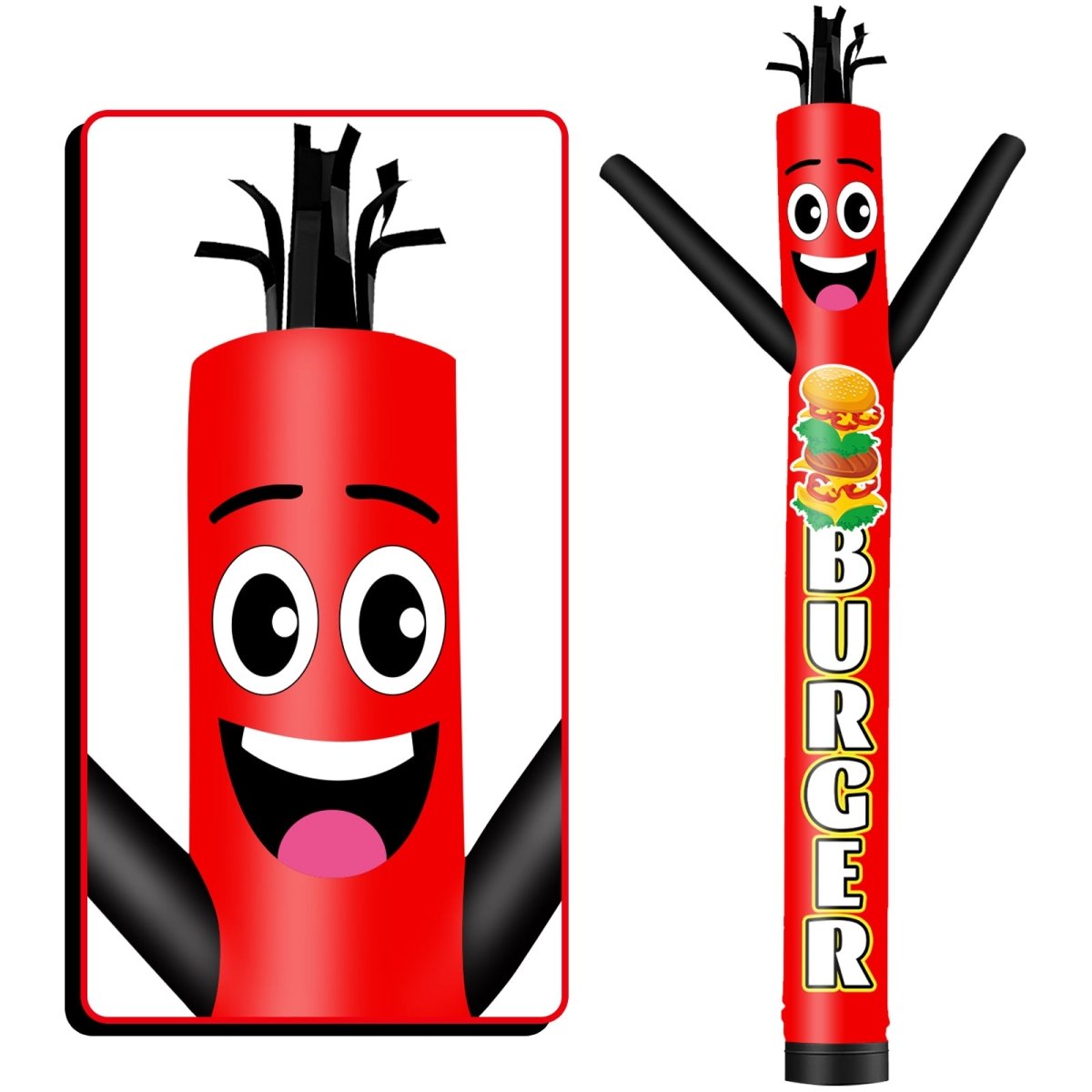 6 10 15 20FT Tall Burger Waving Inflatable Tube Man- goodeny| goodeny