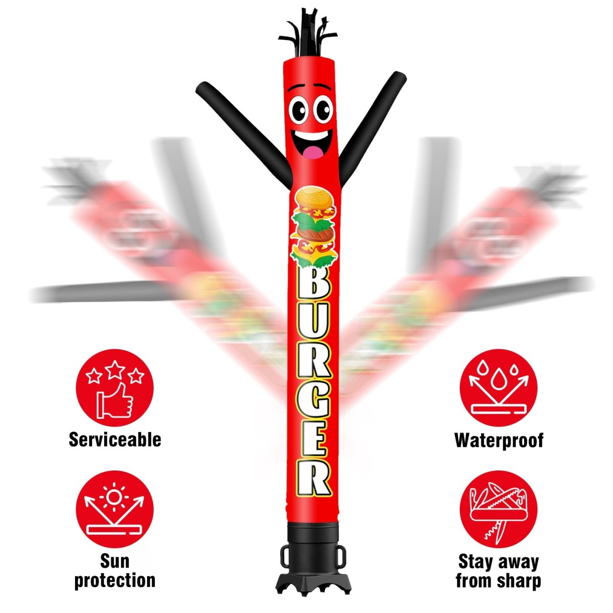 6 10 15 20FT Tall Burger Waving Inflatable Tube Man- goodeny| goodeny