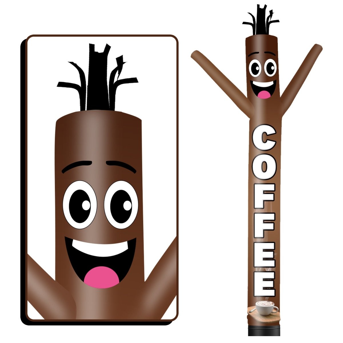 6 10 15 20FT Tall Coffee Waving Inflatable Tube Man-goodeny| goodeny