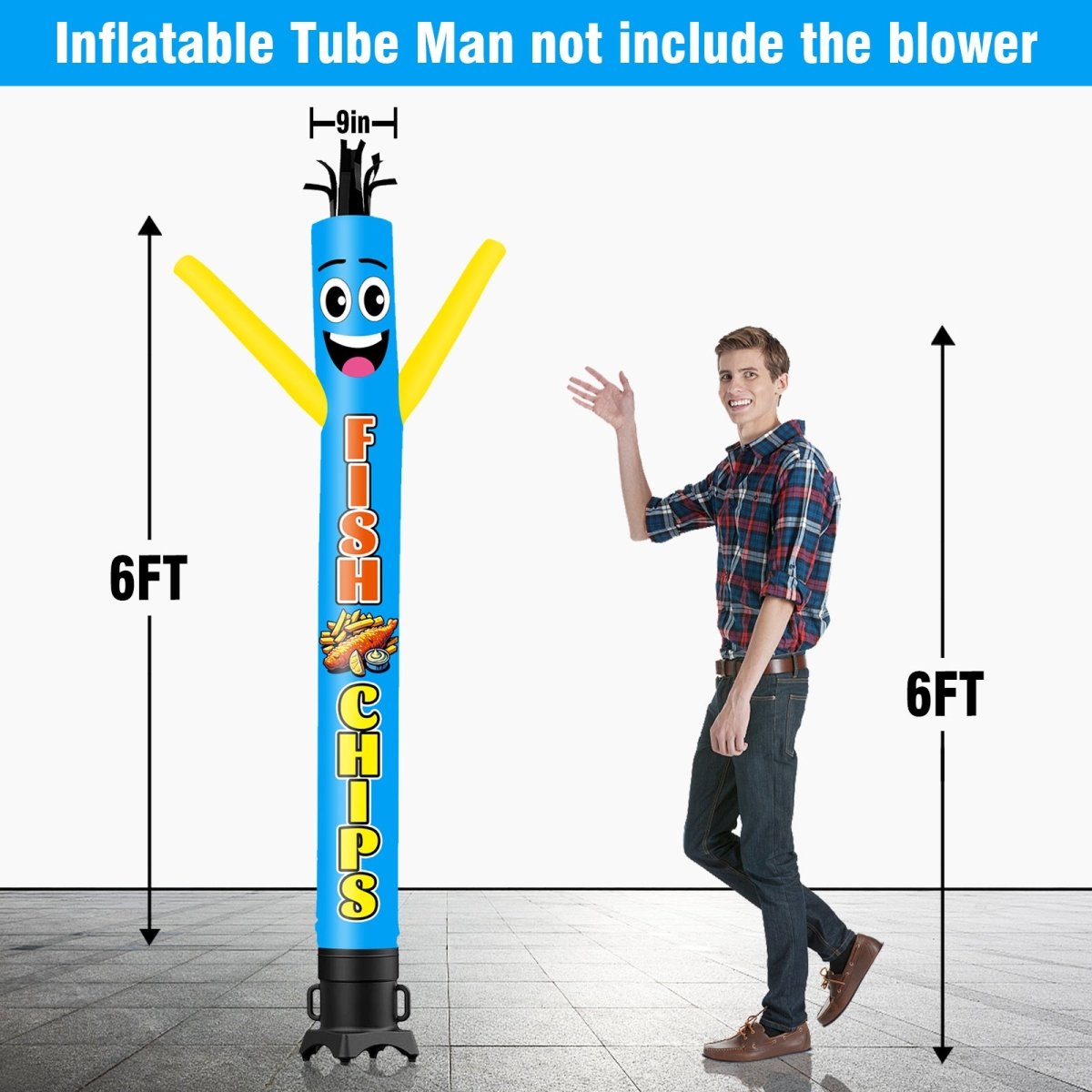 6 10 15 20FT Tall Fish & Chips Inflatable Tube Man- goodeny| goodeny