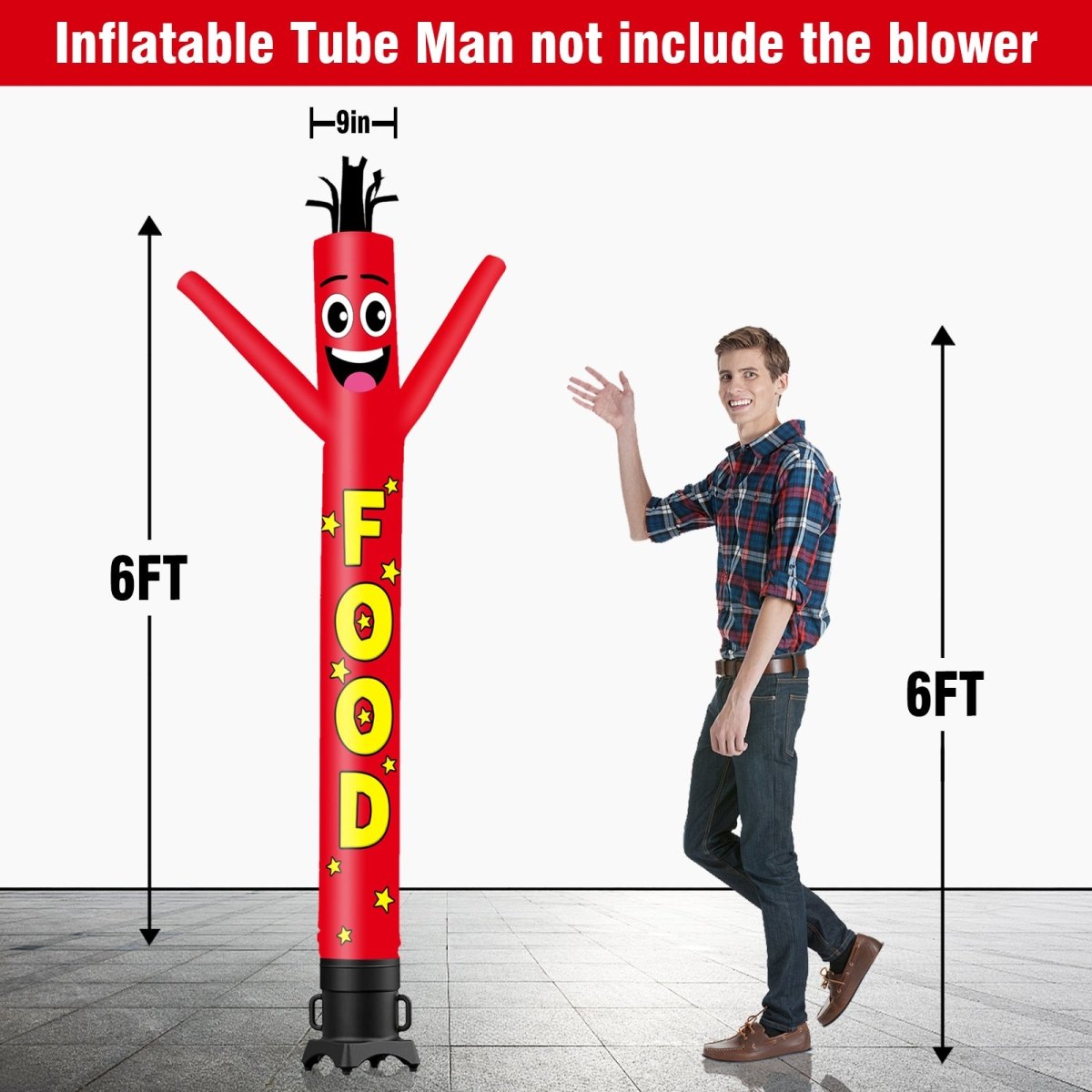 6 10 15 20FT Tall Food Waving Inflatable Tube Man- goodeny| goodeny