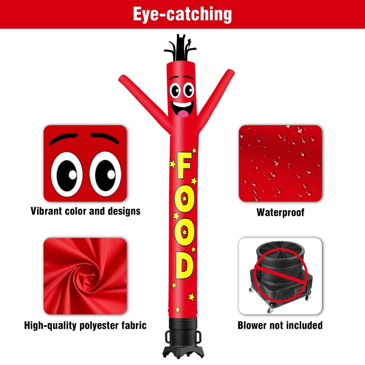 6 10 15 20FT Tall Food Waving Inflatable Tube Man- goodeny| goodeny
