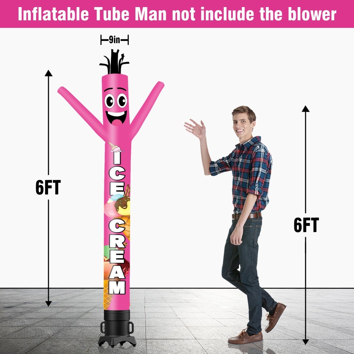 6 10 15 20FT Tall Ice Cream Inflatable Tube Man- goodeny| goodeny
