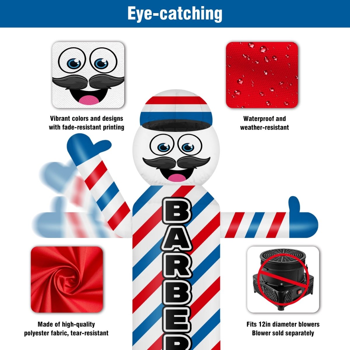 6FT Tall Inflatable Barber Shop Wavers Inflatable Tube Man (18 ...