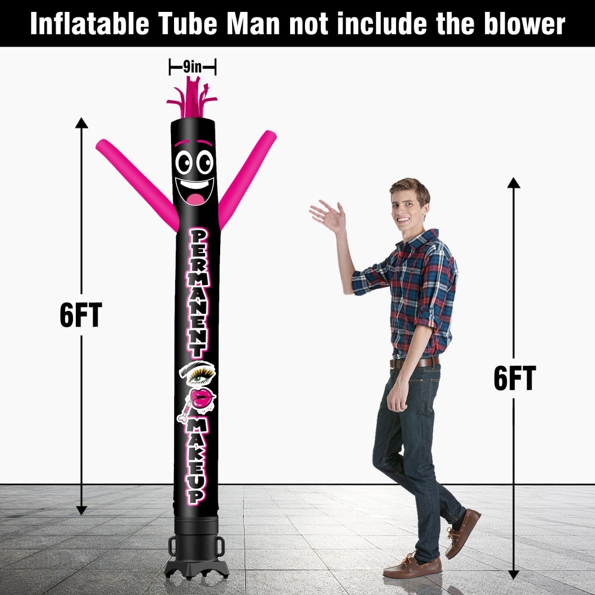 6 10 15 20FT Tall Permanent Makeup Inflatable Tube Man| goodeny